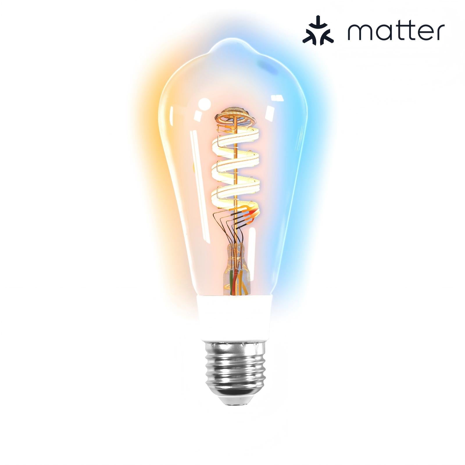 Matter WiFi E27 Smart Edison LED Light Bulbs 16 Million RGB Color Chan ...