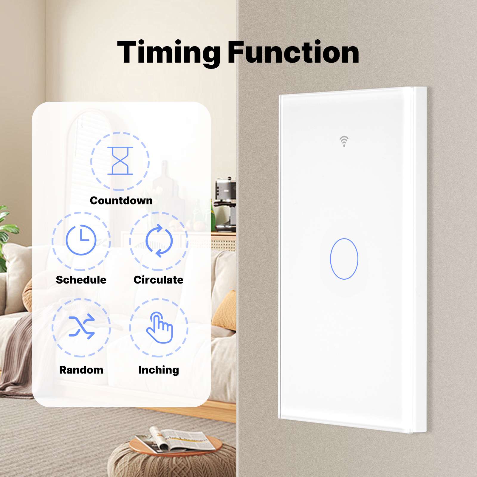 Matter WiFi Smart Light Switch Glass Panel Neutral Wire Required US St ...