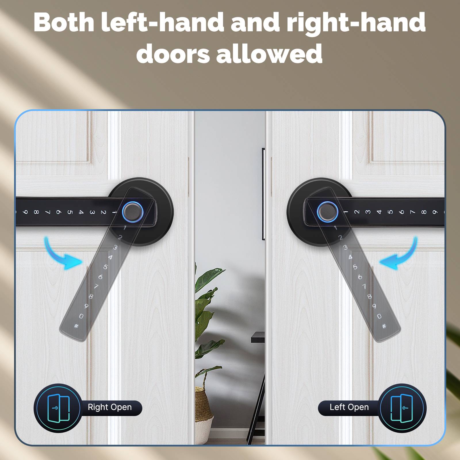 Ble Smart Door Lock with Passcode keypad, Biometric Entry Doorknob wit ...