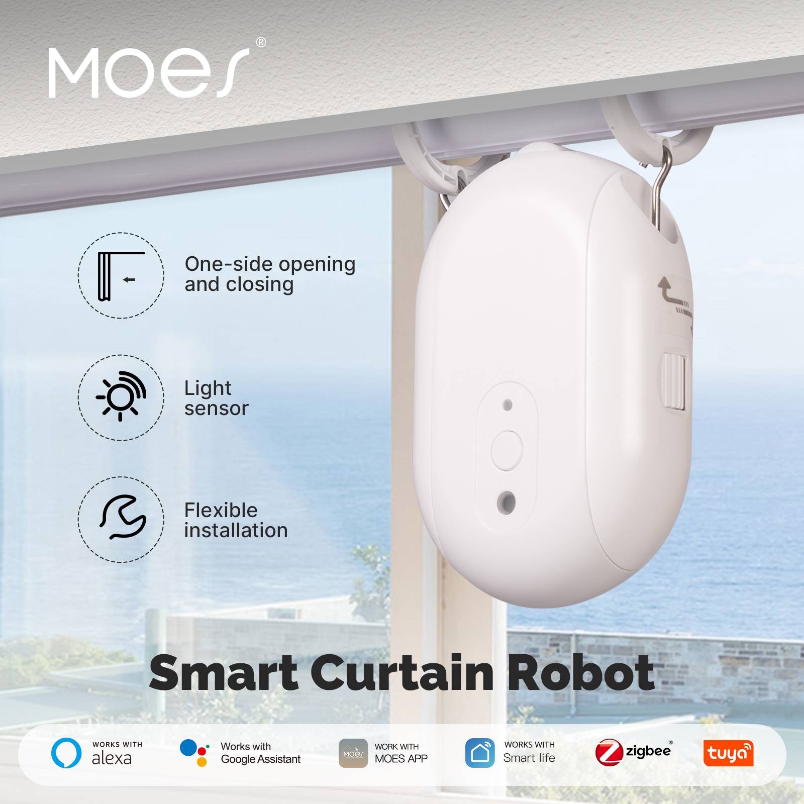 Smart Curtain Control | Smart Curtains | Electric Curtains | MOES
