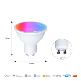 Tuya GU10 Matter WiFi Smart LED Bulb with Voice Control, Dimmable 5W L ...
