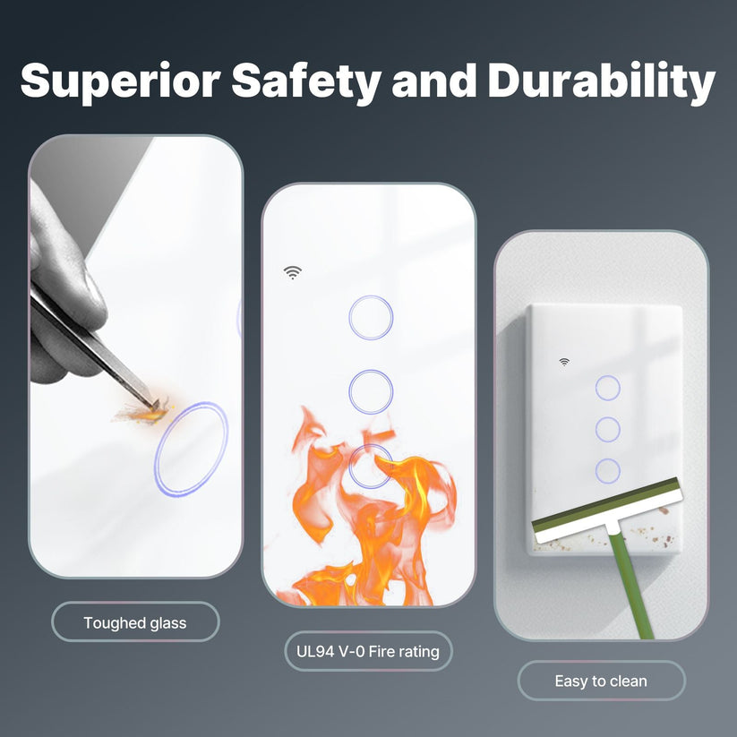 WiFi Smart Light Switch Wall Touch Glass Switch No Neutral Wire Requir ...