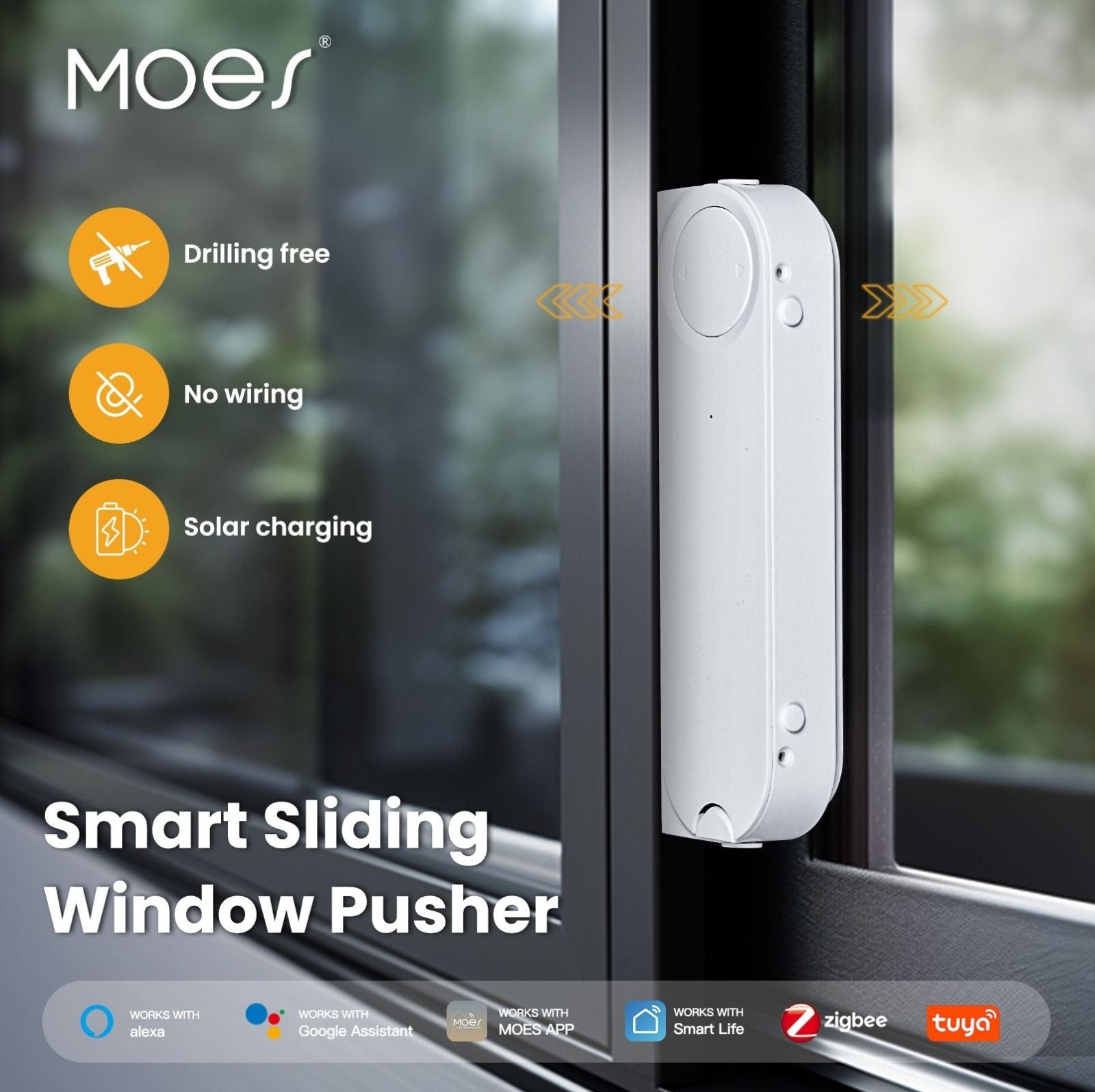 ZigBee Smart Sliding Window Pusher Automatic Opener Closer Solar Charg ...