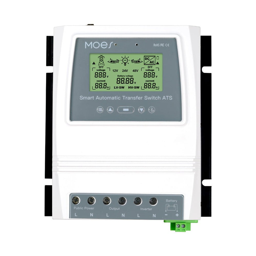 Smart Dual Power ATS Controller For Off Grid Solar Wind System 80A – MOES