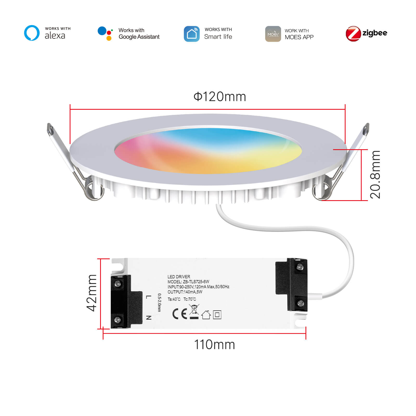 ZigBee Downlight Tuya Dimming Spot lamp|6W RGB Change Warm Cool light ...