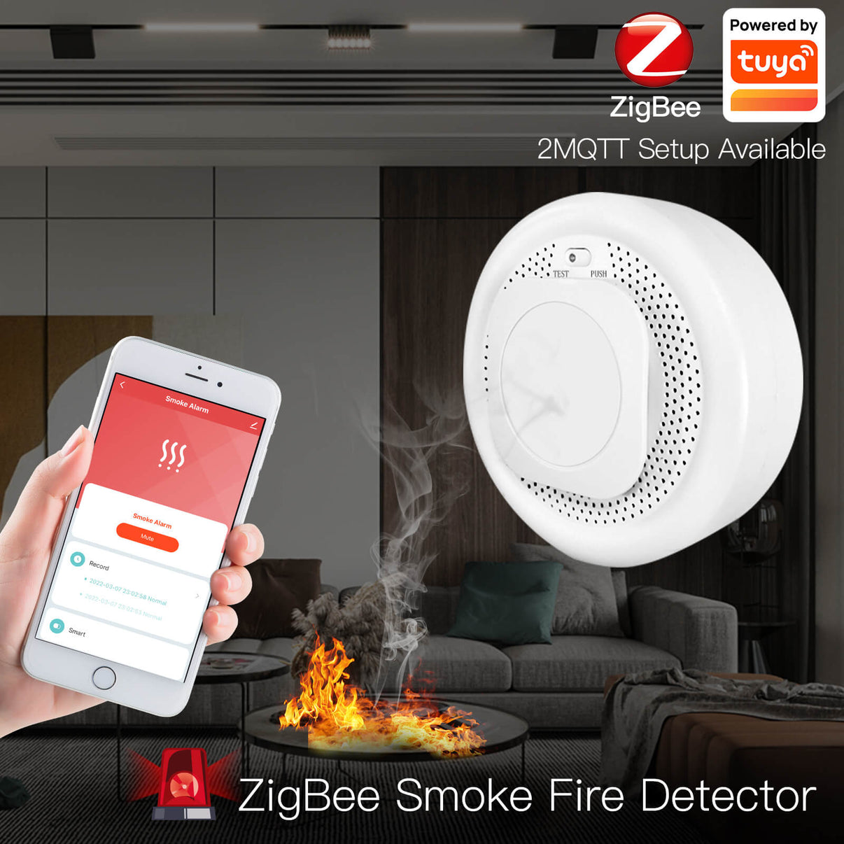 MOES ZigBee Smart Smoke Fire Detector Sensor|Tuya Home Smoke Alarm