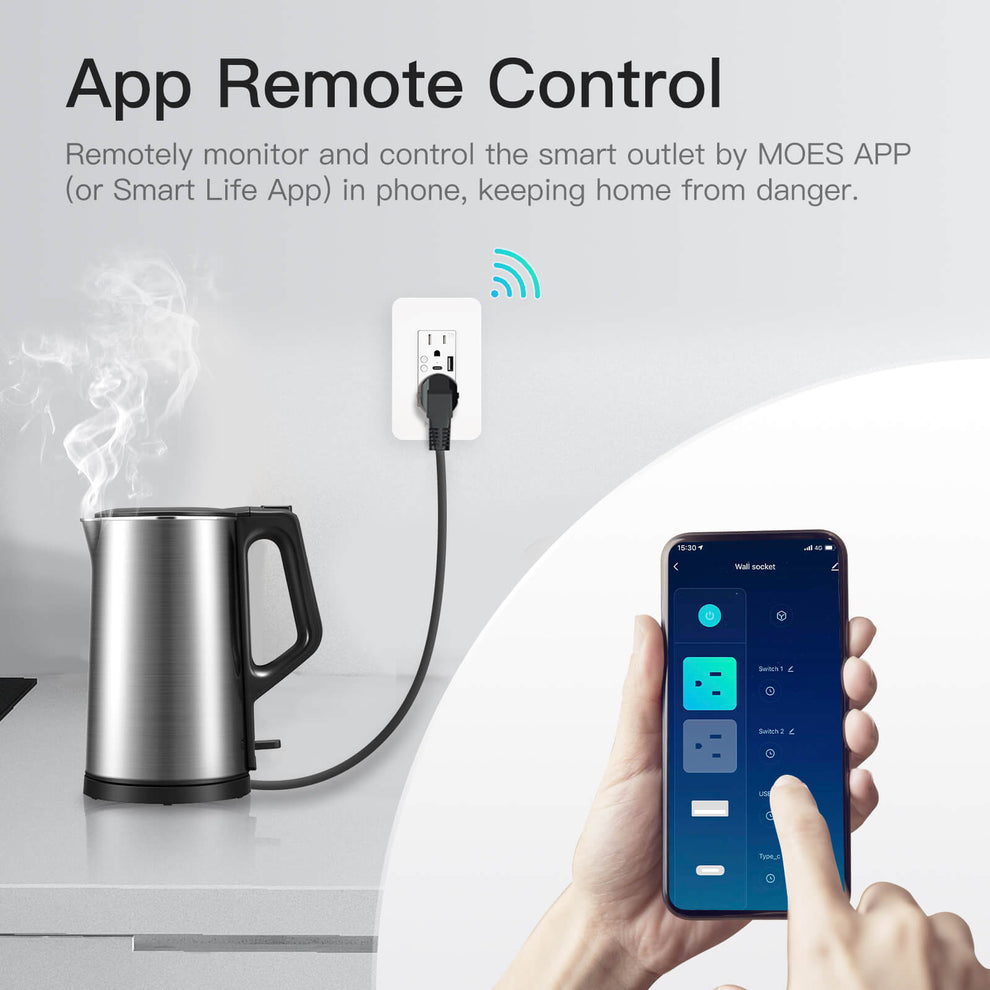 Smart Outlet With USB C Ports | WiFi Receptacle in-Wall Socket - 15A – MOES